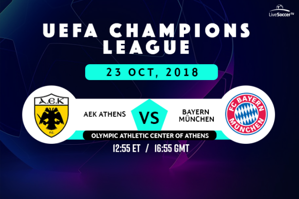 How to watch AEK Athens vs Bayern live on October 23 :: Live Soccer TV